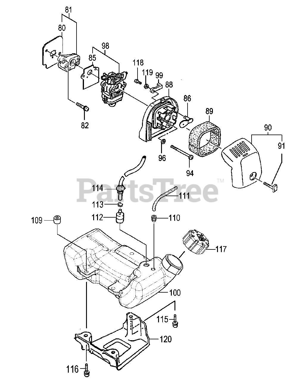 Tanaka TBC-280 - Tanaka String Trimmer Fuel System Parts Lookup with ...