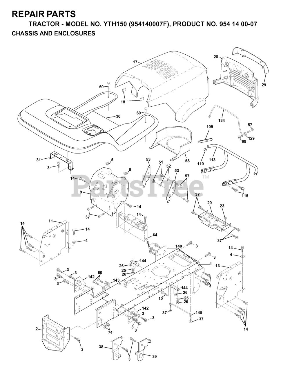 Husqvarna YTH 150 (954140007-F) - Husqvarna Yard Tractor (1998-07 ...
