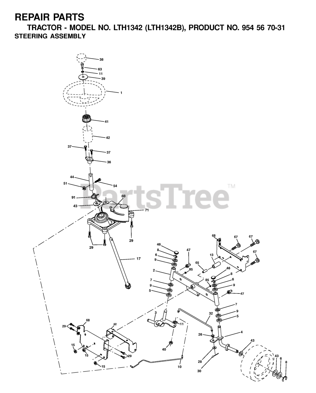 Husqvarna LTH 1342 (954567031-B) - Husqvarna 42" Lawn Tractor (2000-12 ...