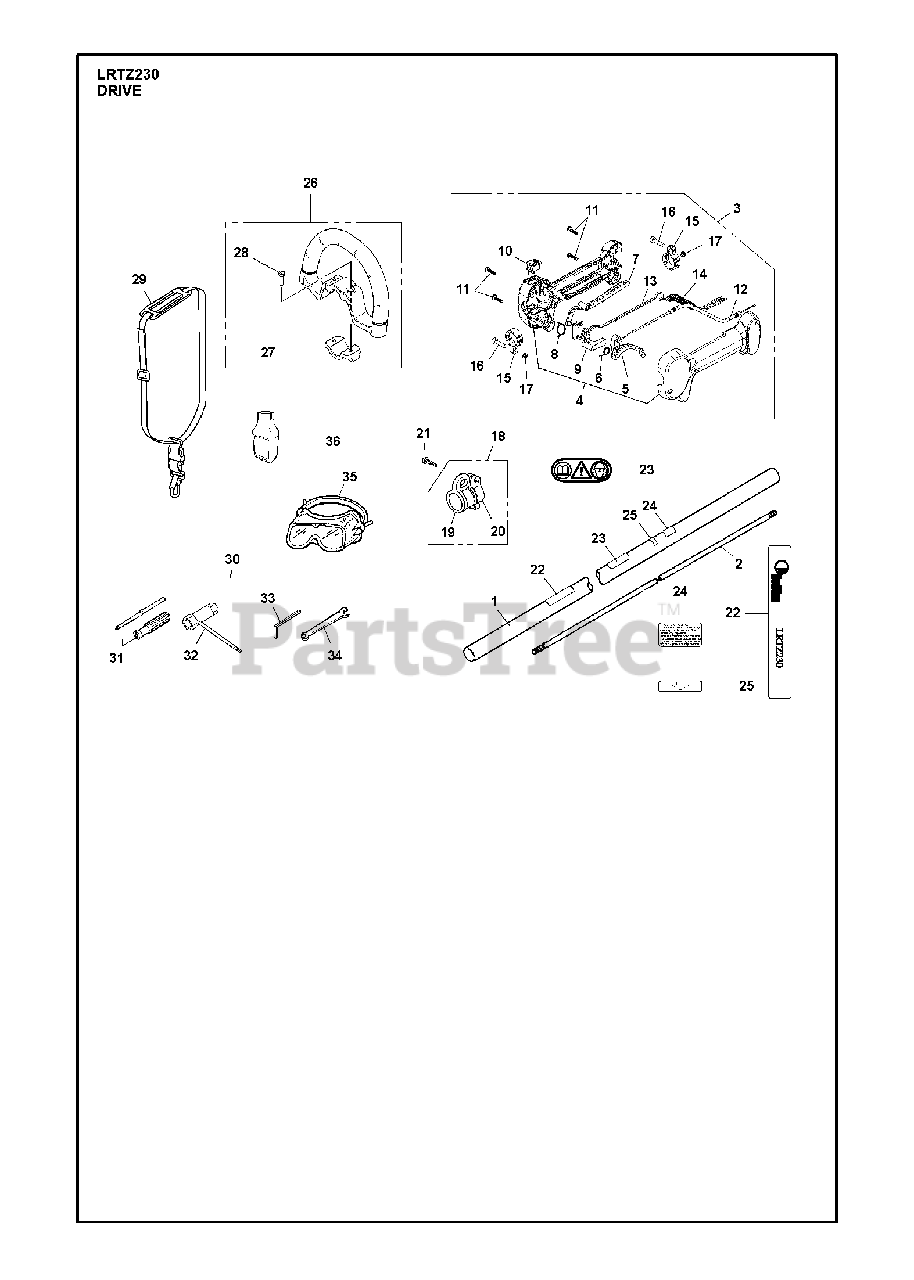 RedMax LRTZ 230 - RedMax Long Reach Hedge Trimmer (2017-02) DRIVE Parts ...