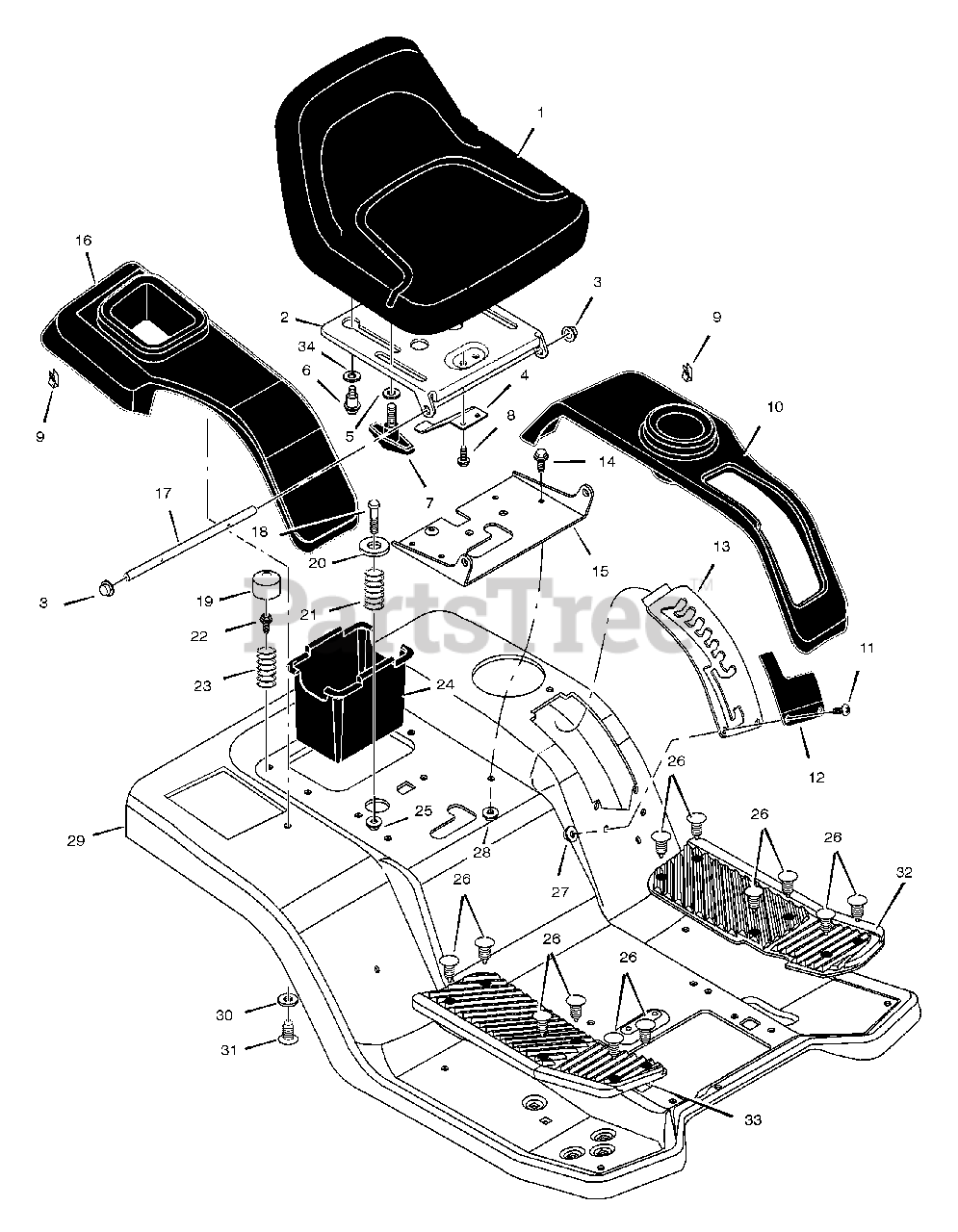 Stanley 525607x692A - Stanley 52" Lawn Tractor (2001) Rear Body Parts ...