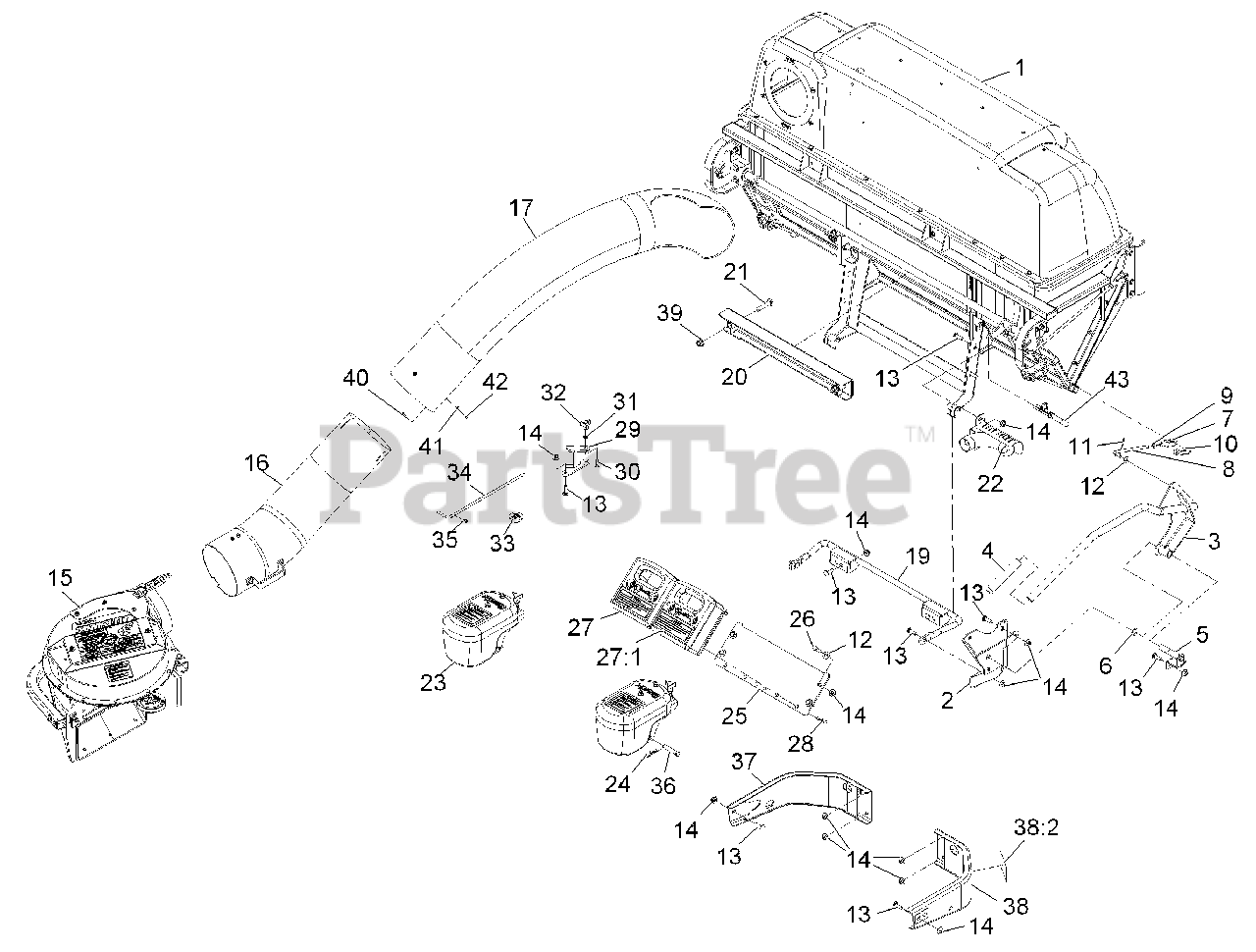 Exmark LZUVQD11 - Exmark Ultra Vac QDS Bagger for Lazer Z Mower (SN ...