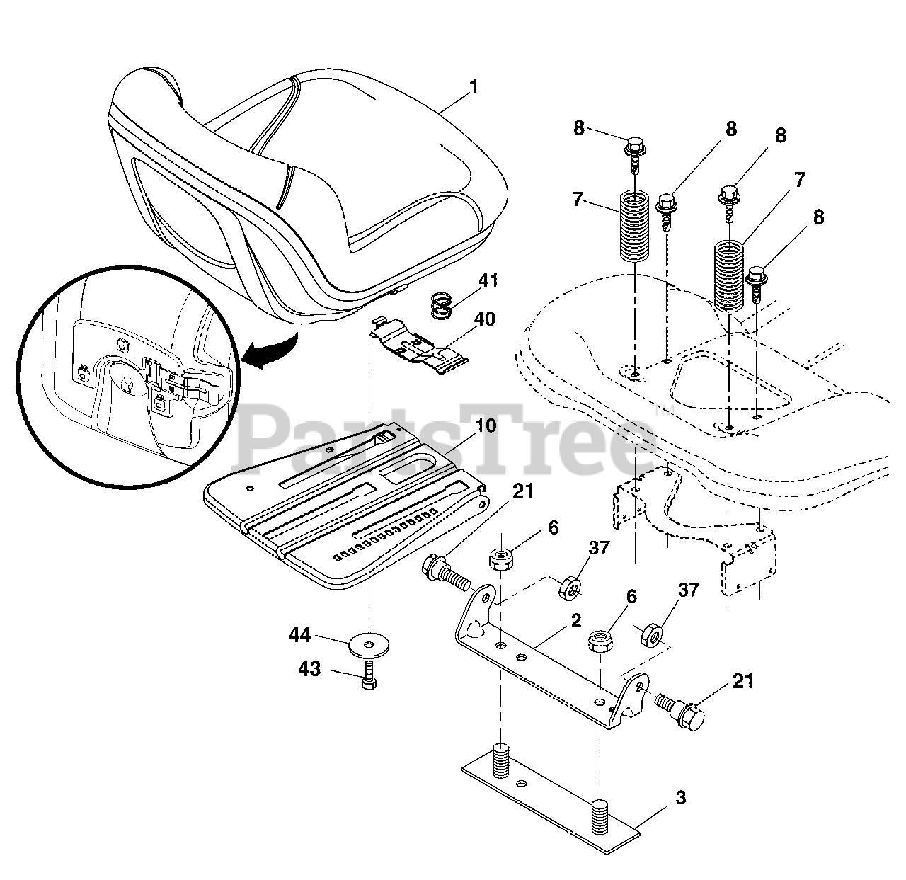 Murray MS18542 (96044000800) - Murray 42" Lawn Tractor (2013) Seat ...