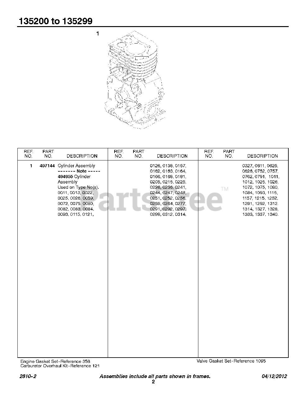 Briggs & Stratton 135202-0258-01 - Briggs & Stratton Horizontal Engine ...