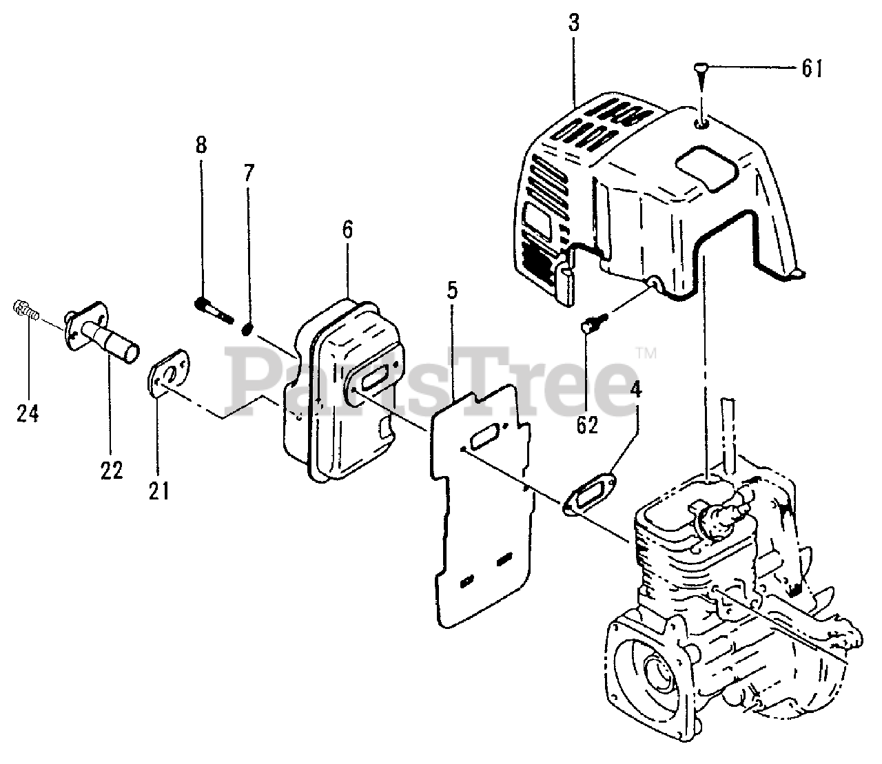 Tanaka TCP-210 - Tanaka Centrifugal Pump Muffler & Engine Cover Parts ...