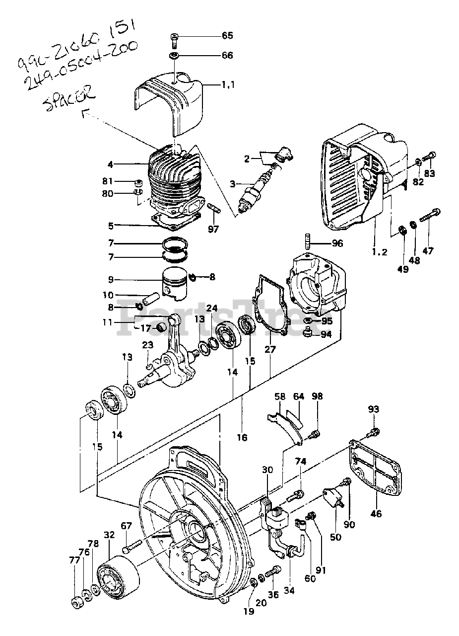 Tanaka TBL-450 - Tanaka Backpack Blower Engine Parts Lookup with ...