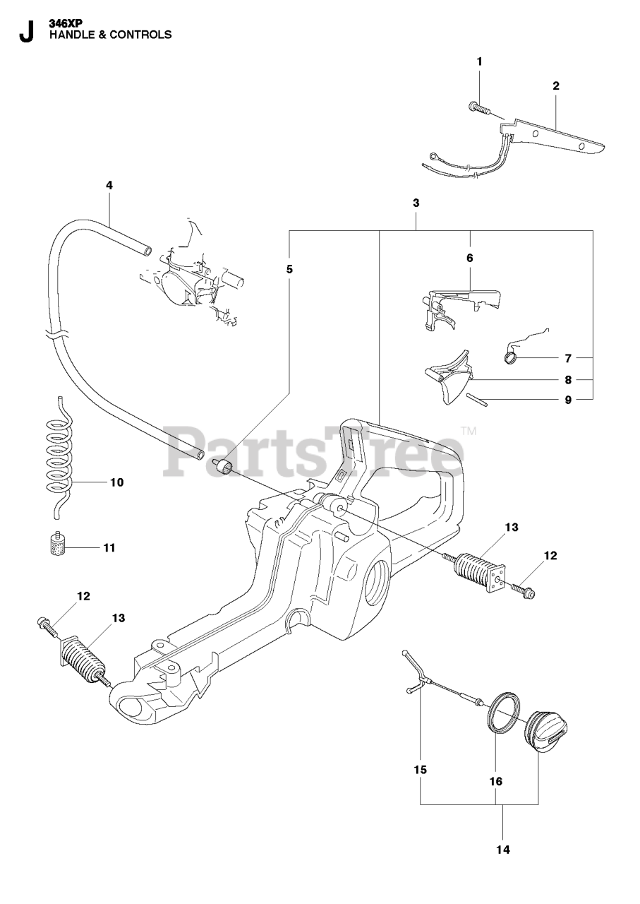 Husqvarna 346 XP - Husqvarna Chainsaw HANDLE & CONTROLS Parts Lookup ...