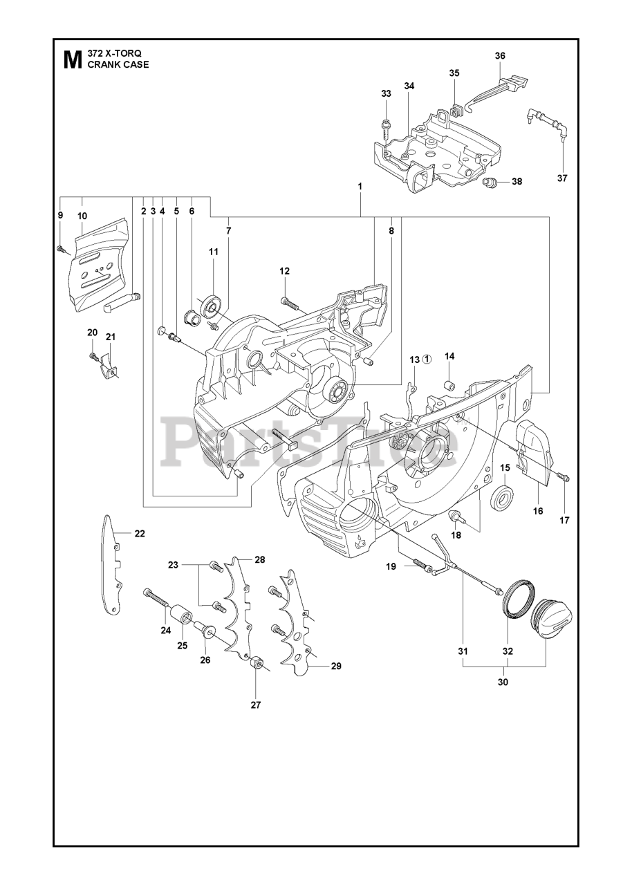 Husqvarna 372 XP X-TORQ - Husqvarna Chainsaw CRANKCASE Parts Lookup ...