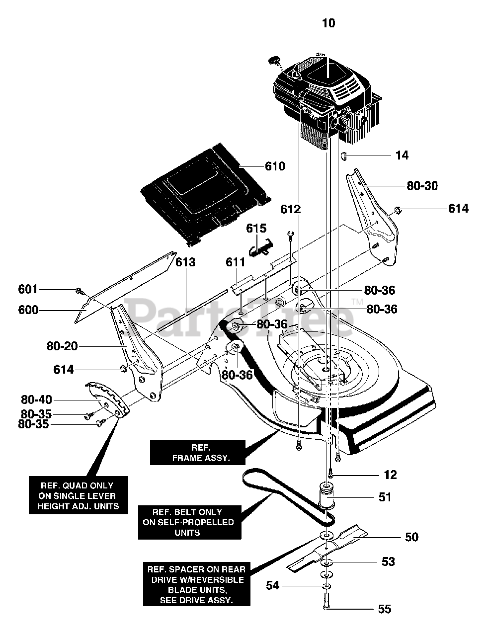 Scotts 21595x8B - Scotts 21" Walk-Behind Mower (1999) Engine Assembly ...