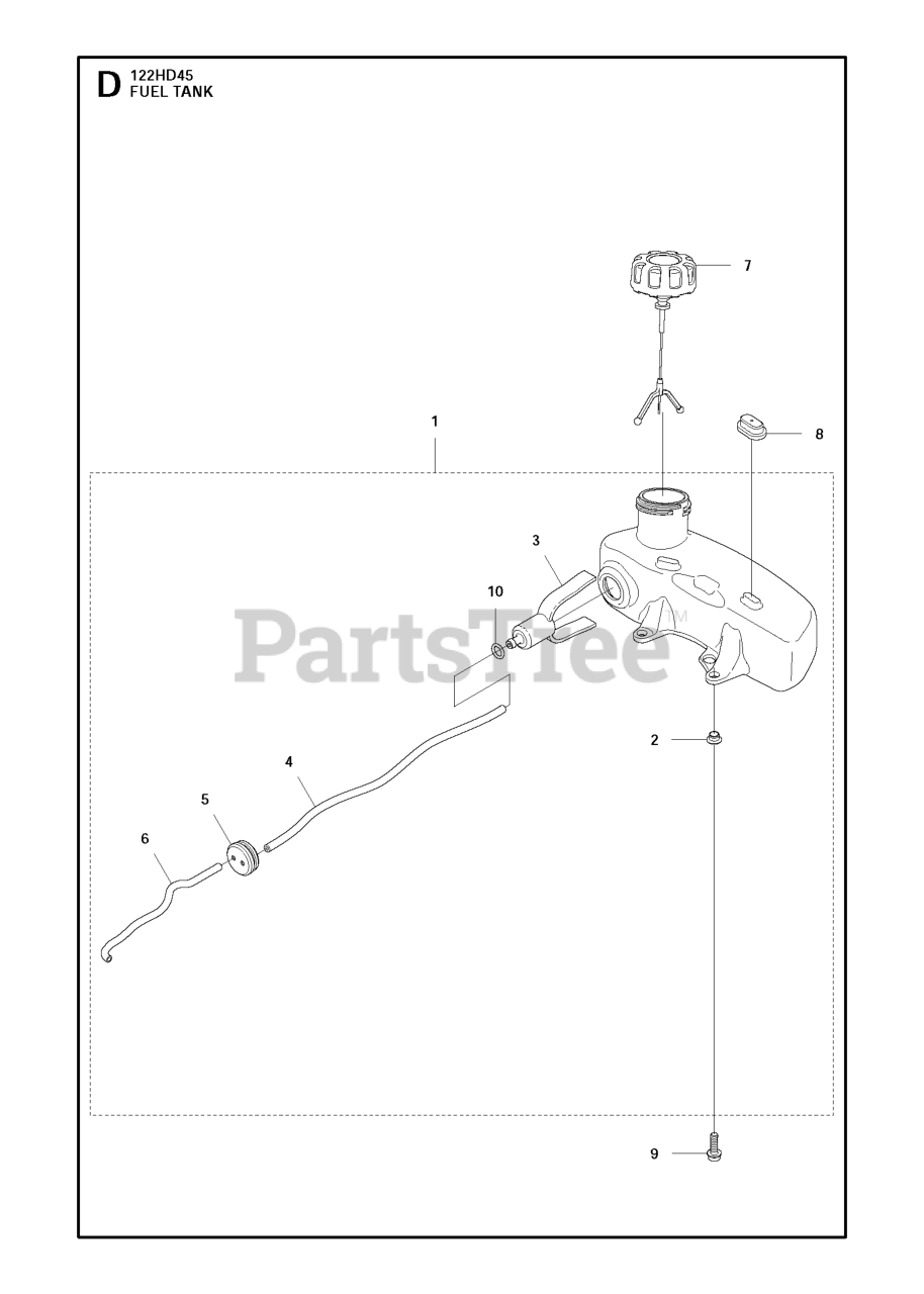 Husqvarna 122 HD 45 - Husqvarna Hedge Trimmer FUEL TANK Parts Lookup ...