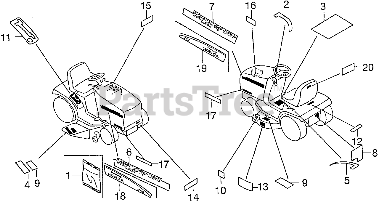 Honda H2113 HDA (MZBF) - Honda Harmony Lawn Tractor, Made in USA (SN ...