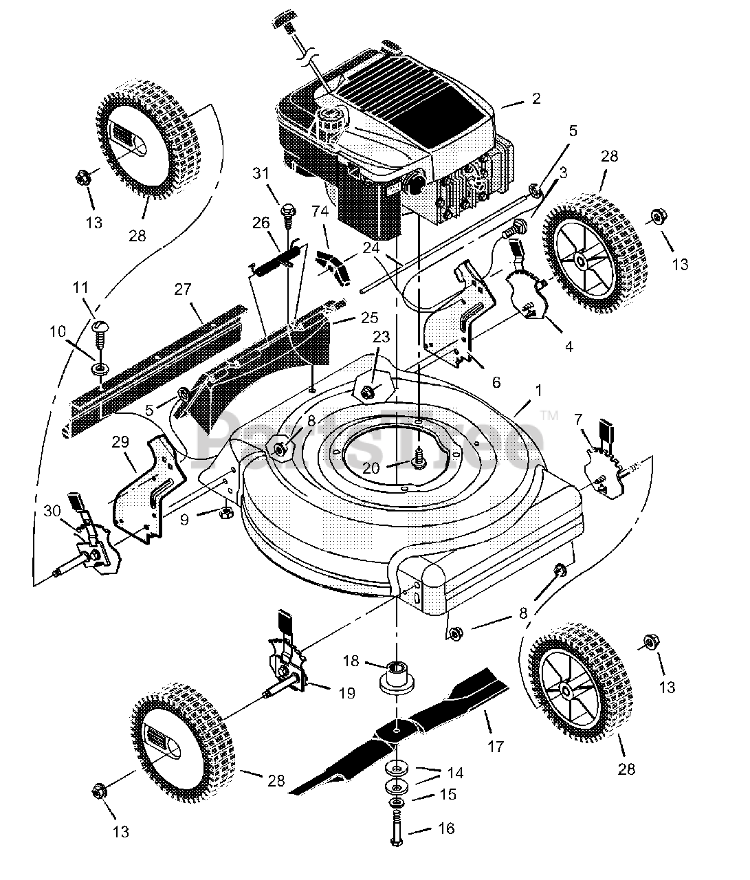 Murray 20405x30E - Murray 20" Walk-Behind Mower (2002) Mower Housing ...