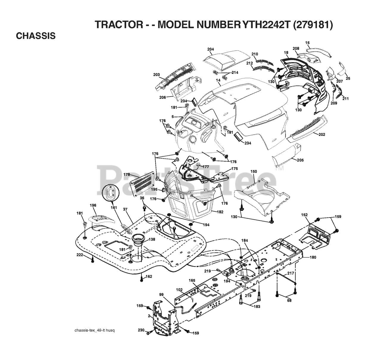 Husqvarna YTH 2242 T (917279181) - Husqvarna 42" Yard Tractor (2006-05 ...