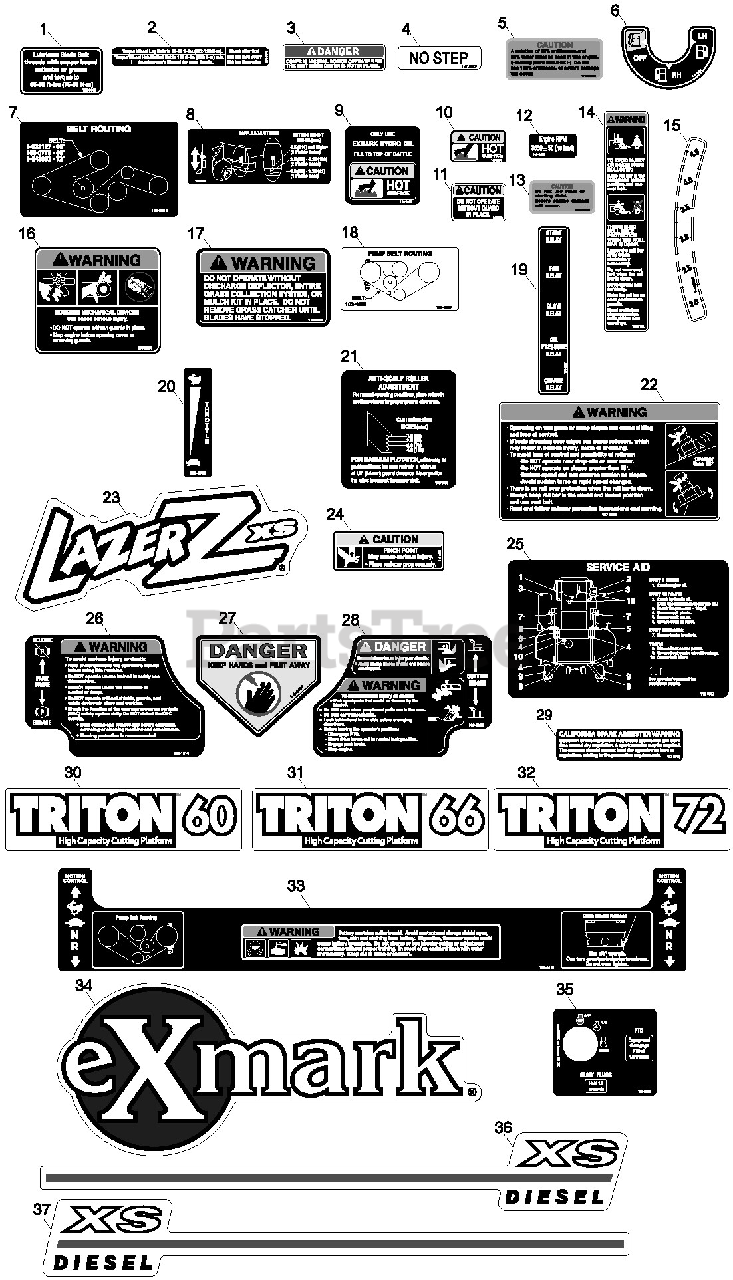 Exmark LXS25KD605 - Exmark 60" Lazer Z XS Diesel Zero-Turn Mower, 25hp ...
