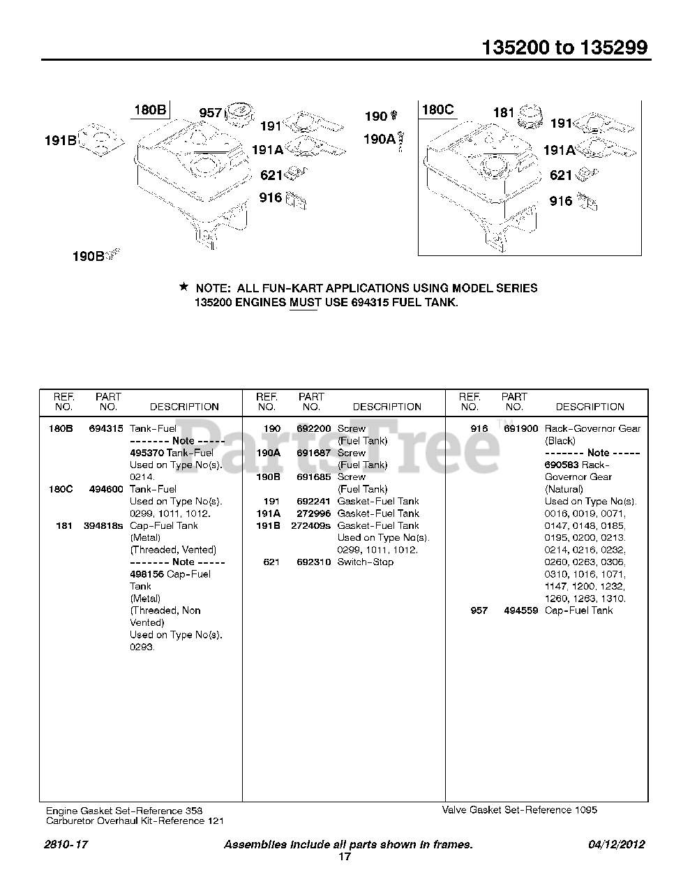 Briggs & Stratton 135202-0020-01 - Briggs & Stratton Horizontal Engine ...
