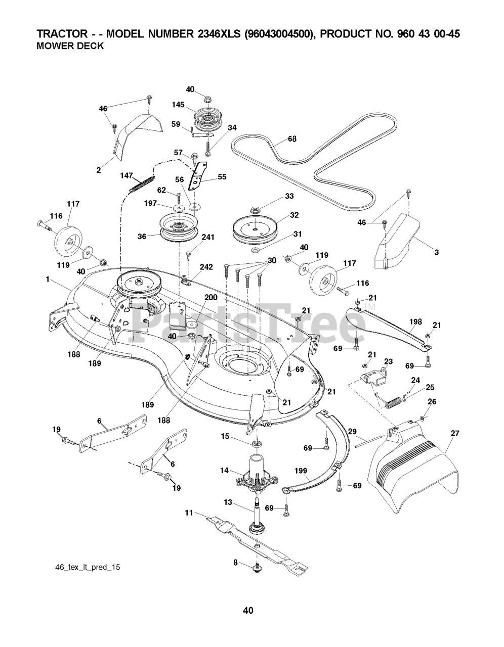 Husqvarna 2346 XLS (960430045-00) - Husqvarna 46" Lawn Tractor (2007-12 ...