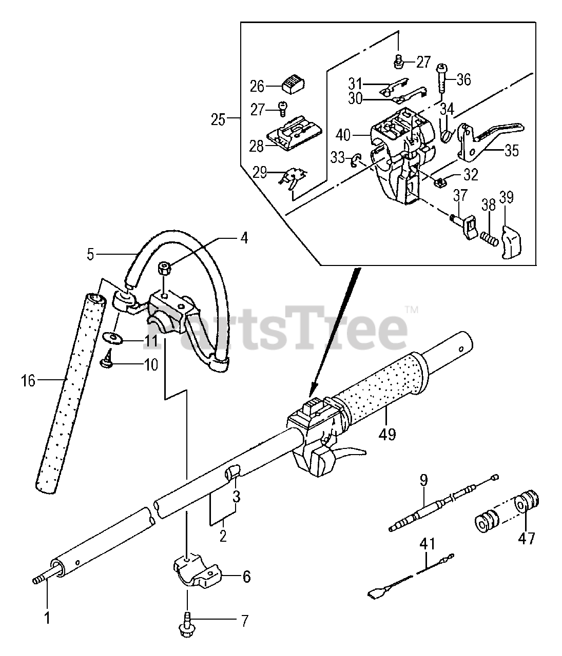 Tanaka TBC-2501 - Tanaka String Trimmer Handle, Throttle Lever, Shaft ...
