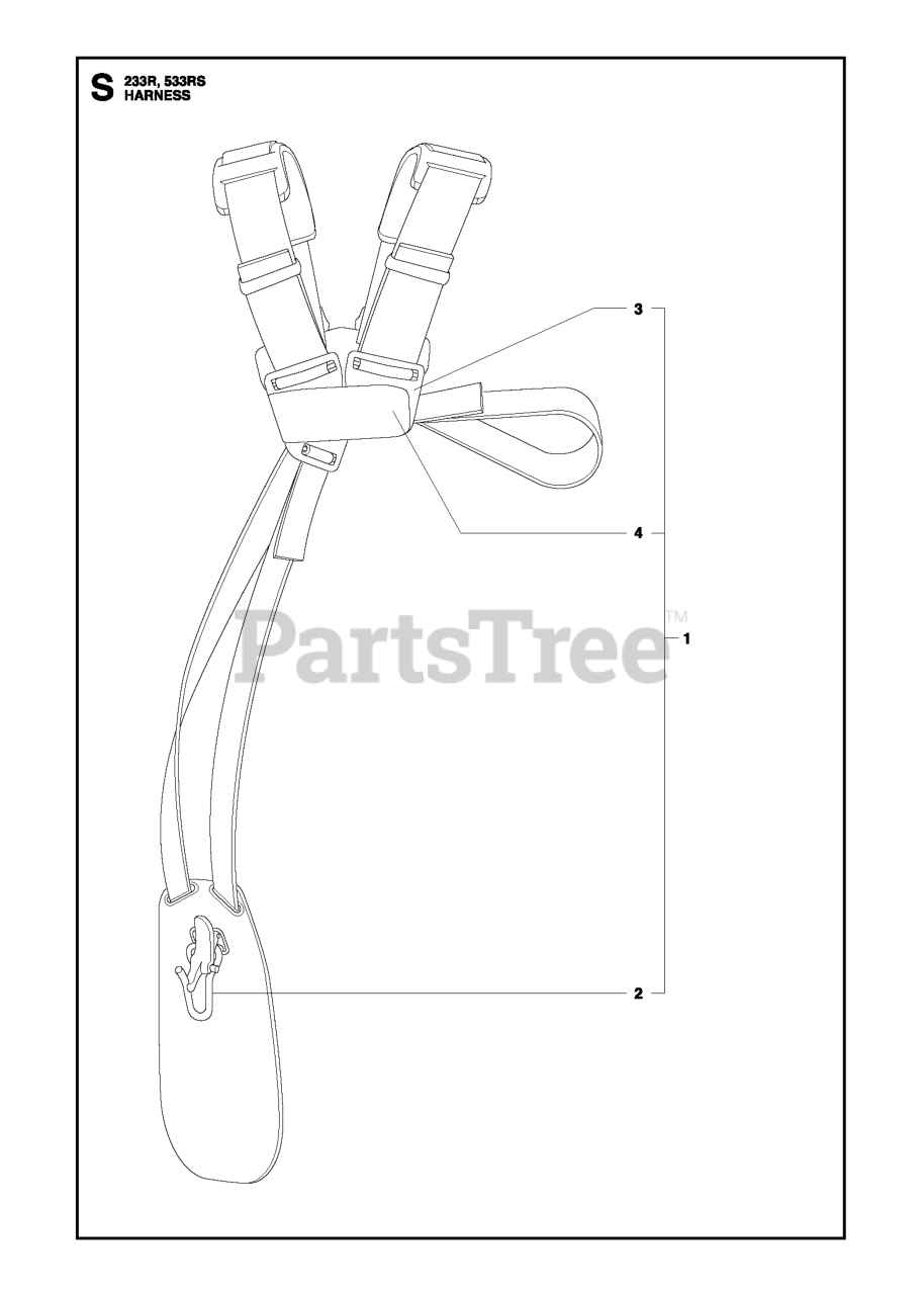 Husqvarna 233 RJ - Husqvarna Brush Cutter (Original) HARNESS Parts ...