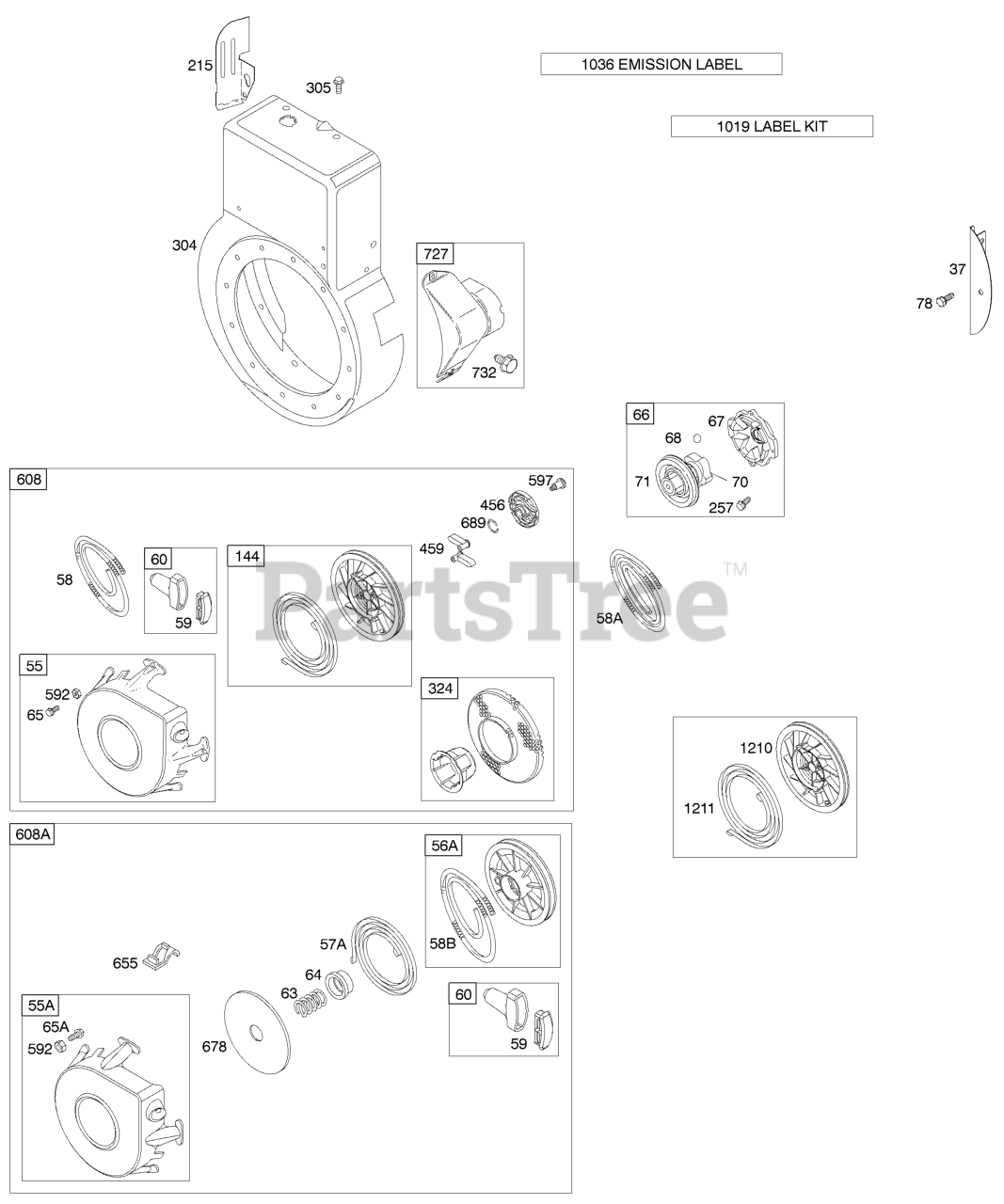 Briggs & Stratton 19G412-1129-E1 - Briggs & Stratton Horizontal Engine ...