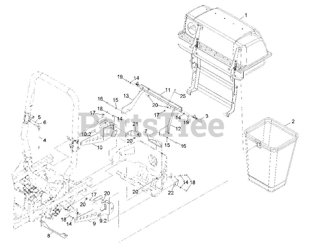 Exmark 126-6954 - Exmark Ultra Vac Bagger for Radius Mower, Heavy Duty ...