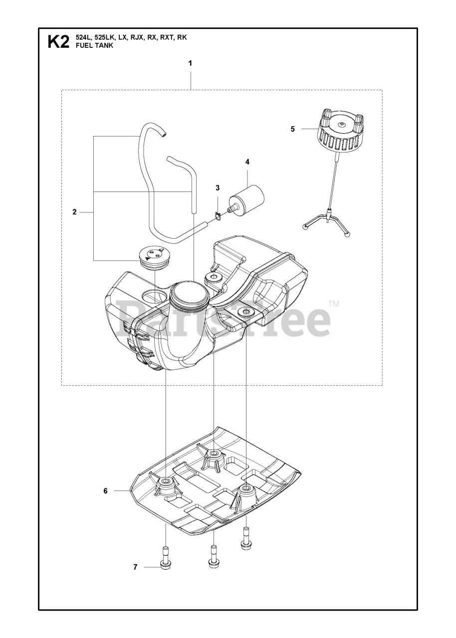 Husqvarna 525 LK - Husqvarna Brush Cutter (Original) FUEL TANK 2 Parts ...