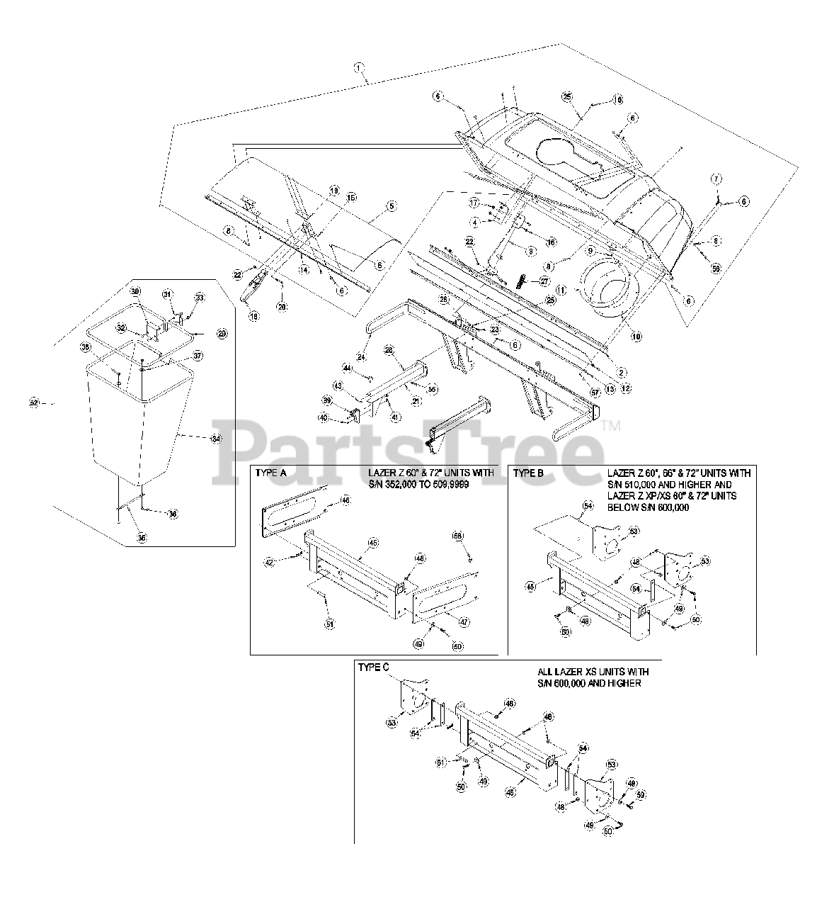 Exmark LZUV52 Z AS - Exmark Ultra Vac Bagger for Lazer Z AS Mower (SN ...
