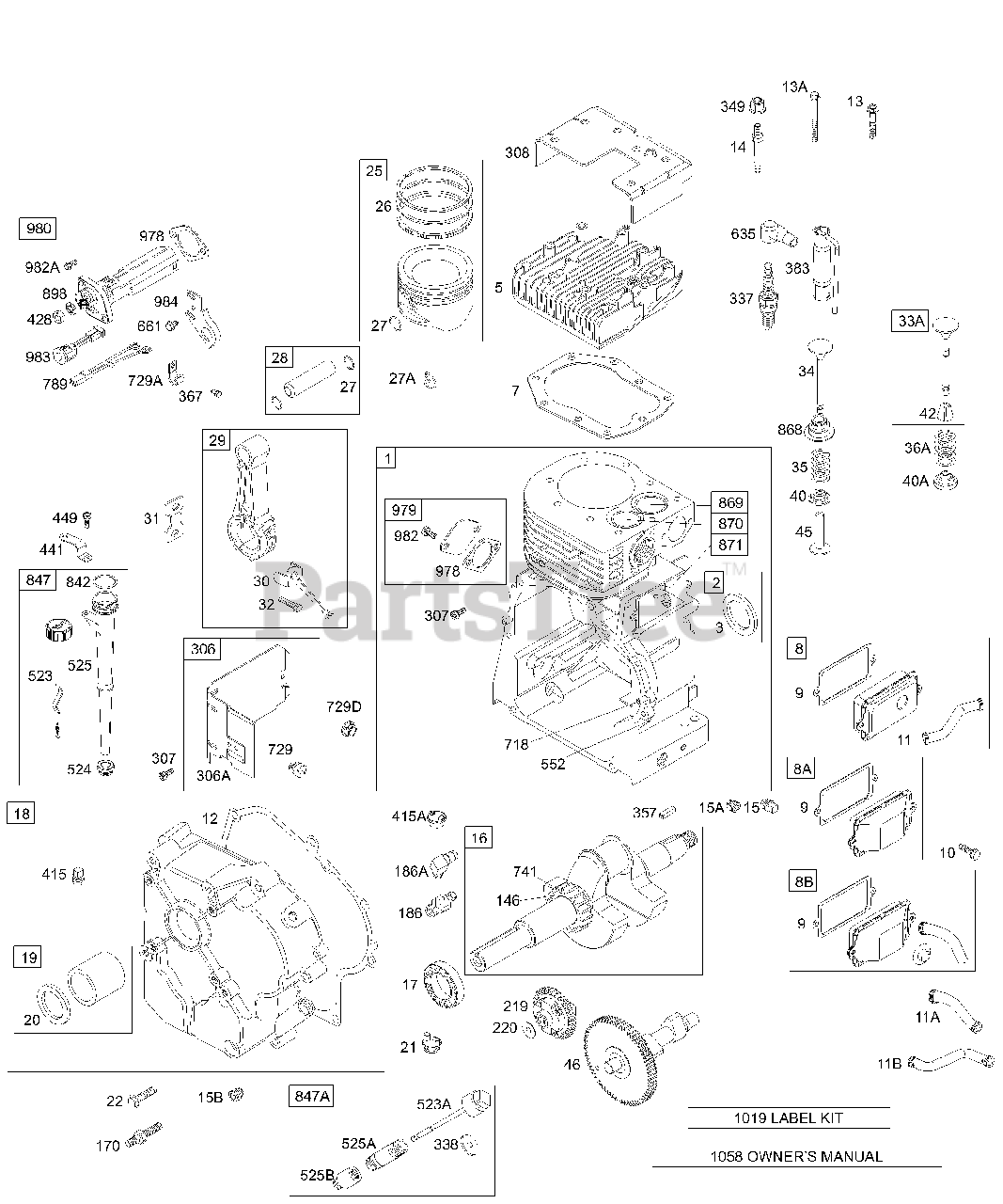 Briggs & Stratton 196432-1166-E1 - Briggs & Stratton Horizontal Engine ...