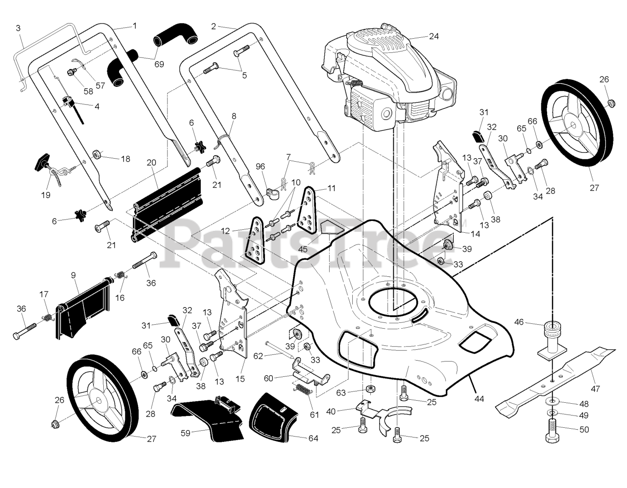 Husqvarna 7021 (374081) - Husqvarna 21" Walk-Behind Mower (2010-01 ...