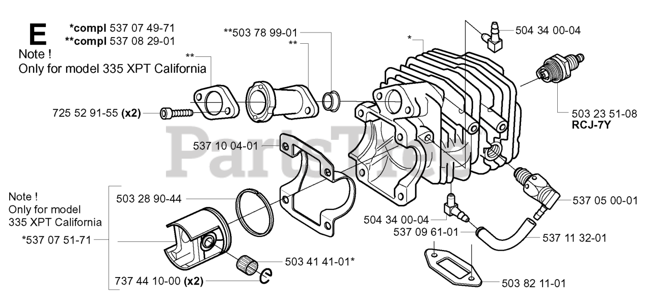 Husqvarna 335 XPT - Husqvarna Chainsaw, CARB (SN: 20011800001 & Above ...