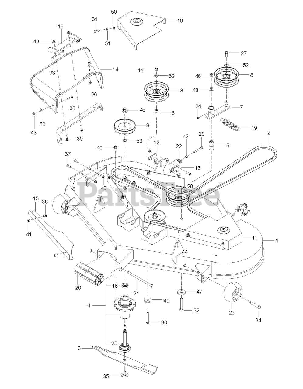 Husqvarna MZT 52 - Husqvarna 52" Zero-Turn Mower MOWER DECK / CUTTING ...