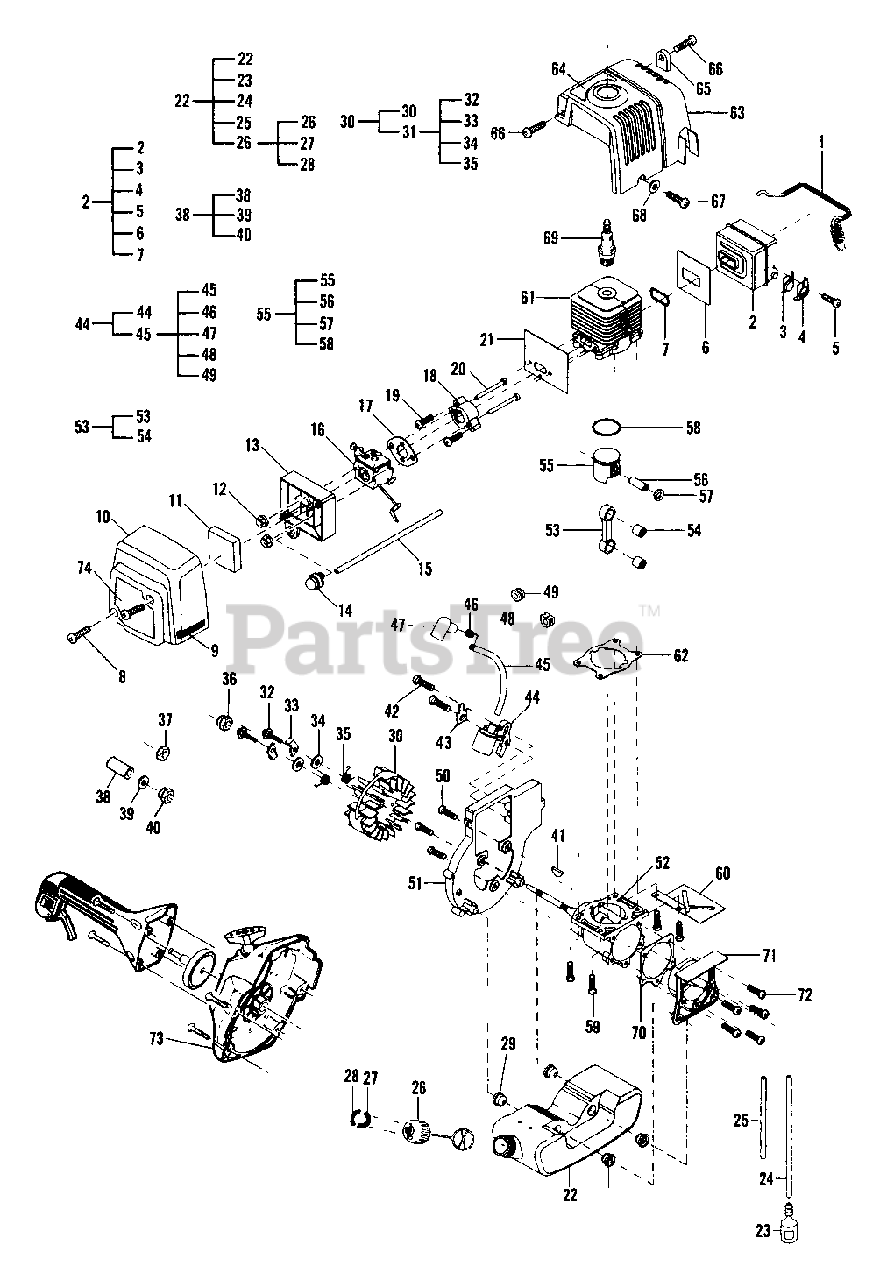 Tanaka TBC-2800 - Tanaka String Trimmer Powerhead Assembly Parts Lookup ...