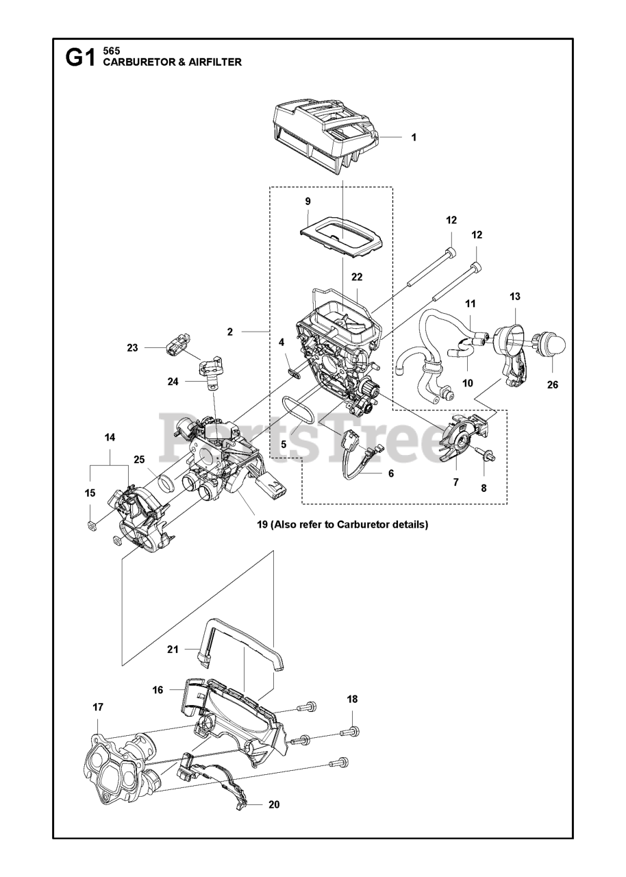 Husqvarna 565 - Husqvarna Chainsaw CARBURETOR & AIR FILTER Parts Lookup ...