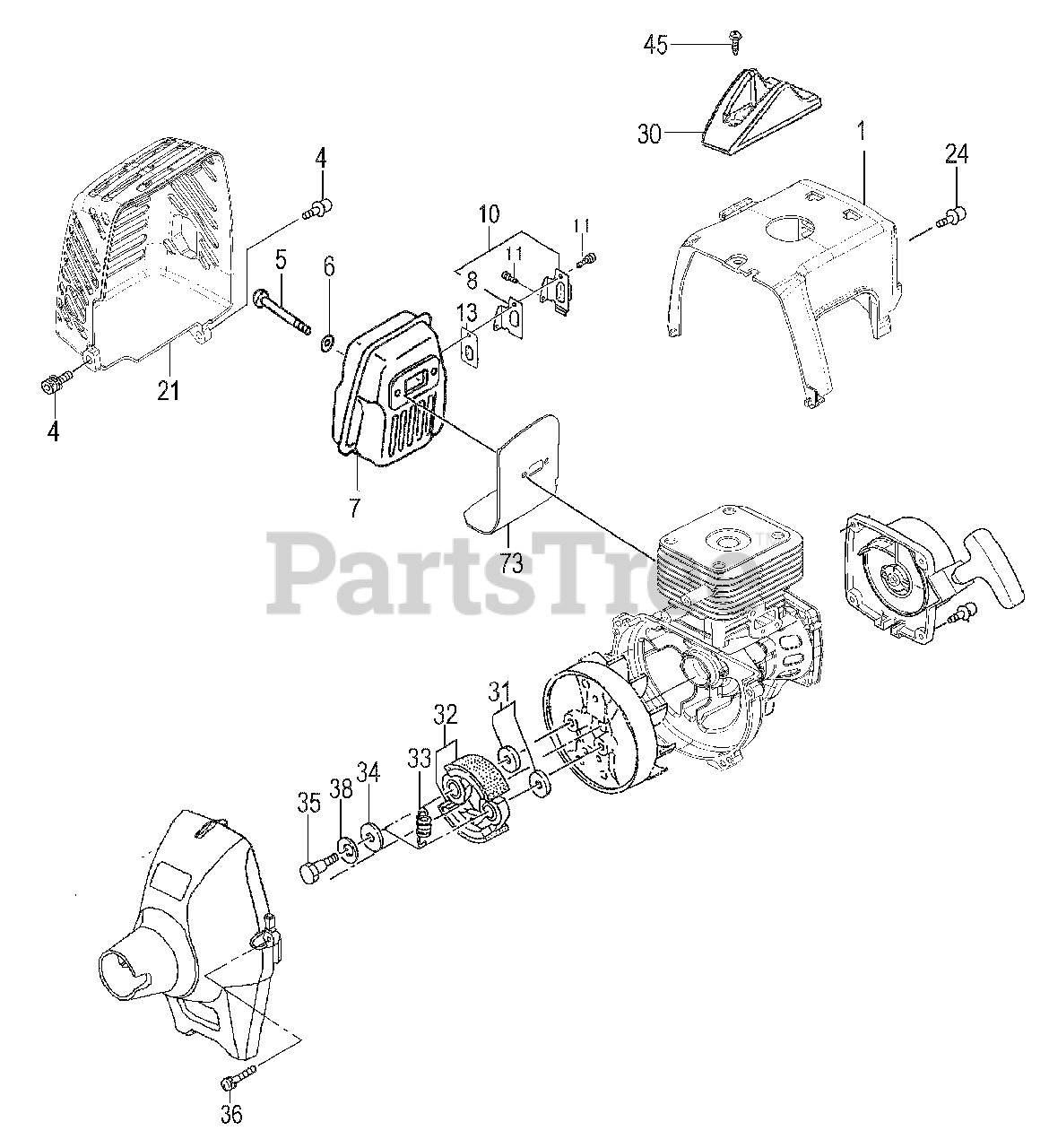 Tanaka TBC-280PF - Tanaka String Trimmer Muffler, Clutch & Cover Parts ...