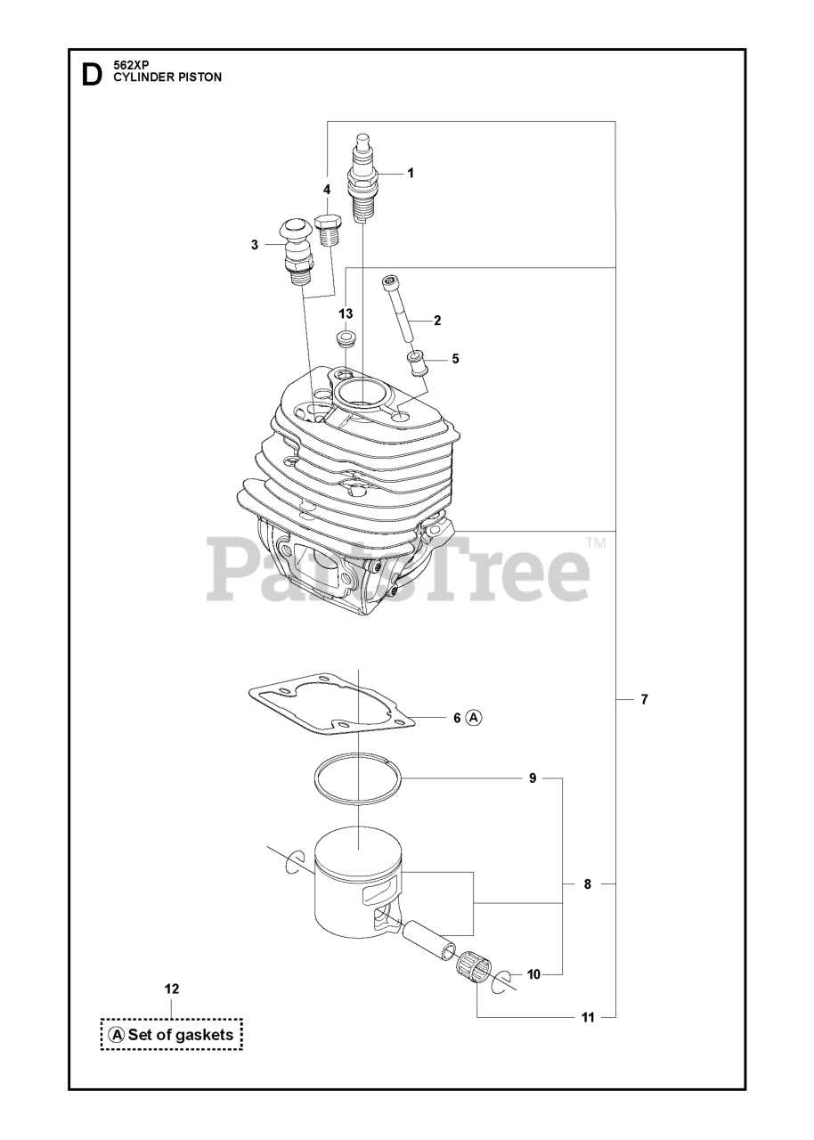 Husqvarna 562 XP/XPG - Husqvarna Chainsaw CYLINDER PISTON Parts Lookup ...