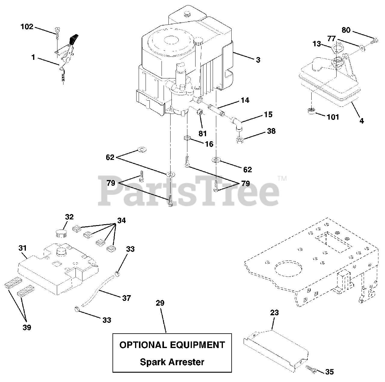 Husqvarna YTH 150 (954140007) - Husqvarna Yard Tractor (1999-03) Engine ...