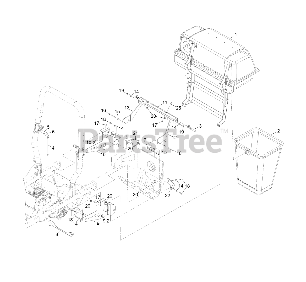 Exmark 126-6954 - Exmark Ultra Vac Bagger for Radius Mower, Heavy Duty ...