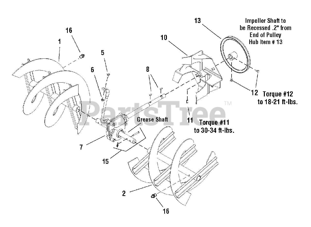 John Deere 1332PE (1695450) - John Deere 32" Snow Thrower (2008) Auger ...