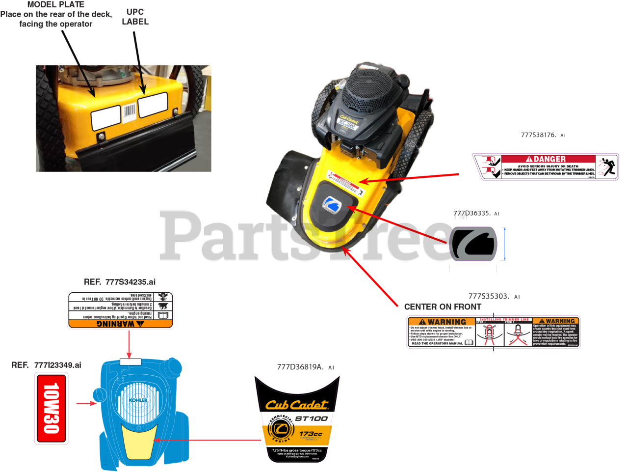 Cub Cadet ST 100 (25A-26KF710) - Cub Cadet Wheeled String Trimmer (2022 ... Cub Cadet ST 100 (25A-26KF710) - Cub Cadet Wheeled String Trimmer (2022 ...